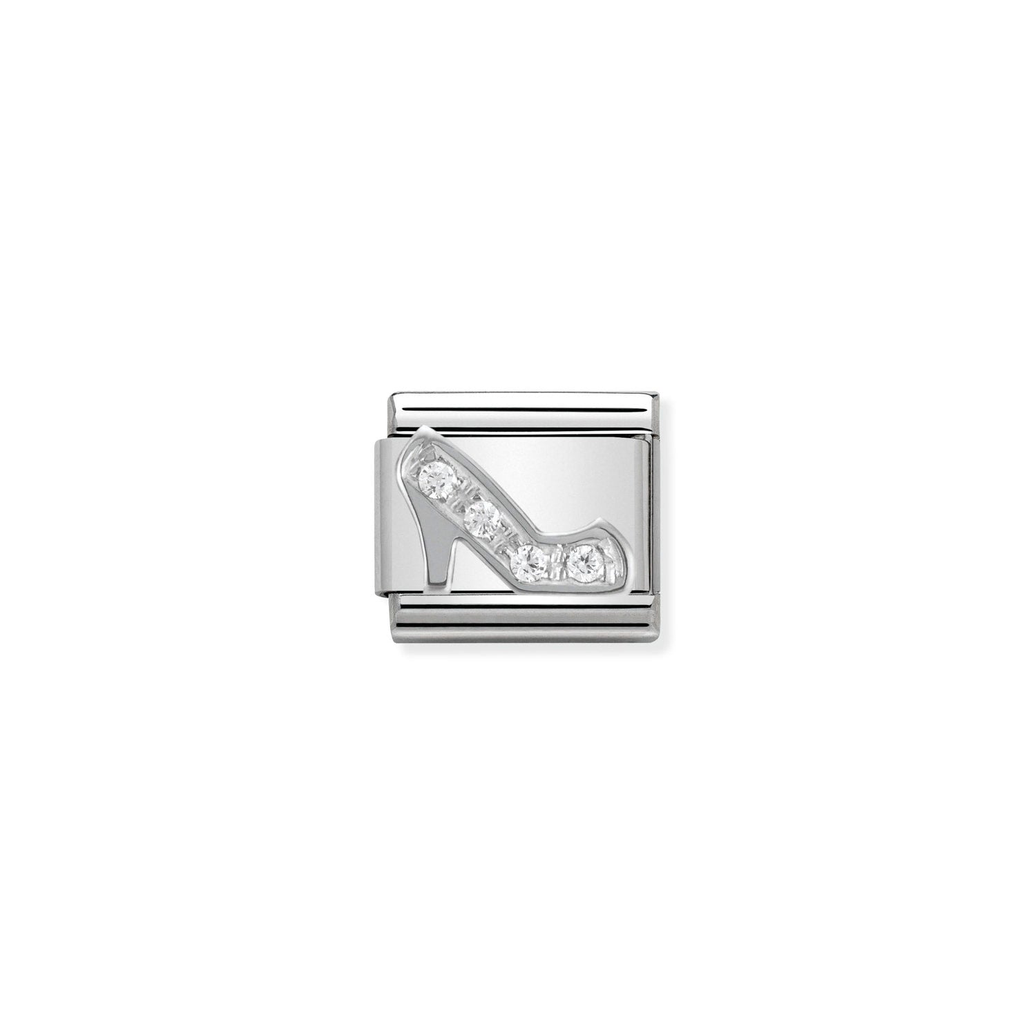 Composable Charm Link - "High Heel Shoe with CZ" in Stainless Steel wi ...